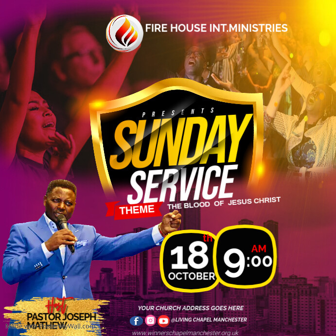 SUNDAY SERVICE Template | PosterMyWall