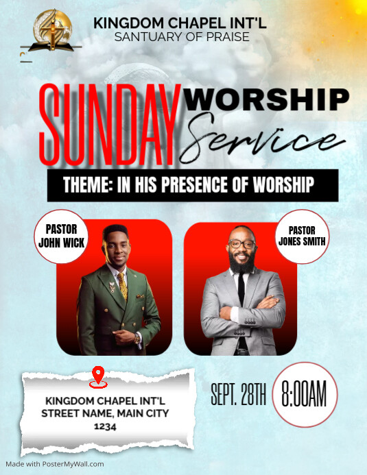 sunday service flyer Template | PosterMyWall