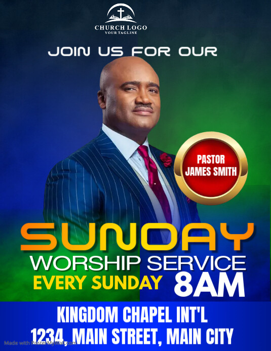 sunday service flyer Template | PosterMyWall