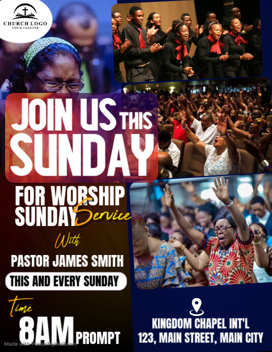 sunday service flyer Template | PosterMyWall