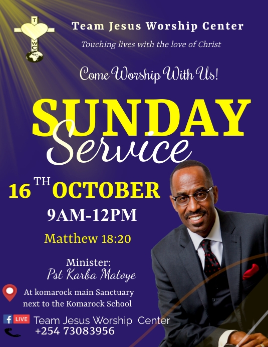 sunday service flyer Template | PosterMyWall