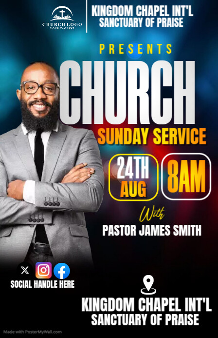 sunday service flyer Template | PosterMyWall
