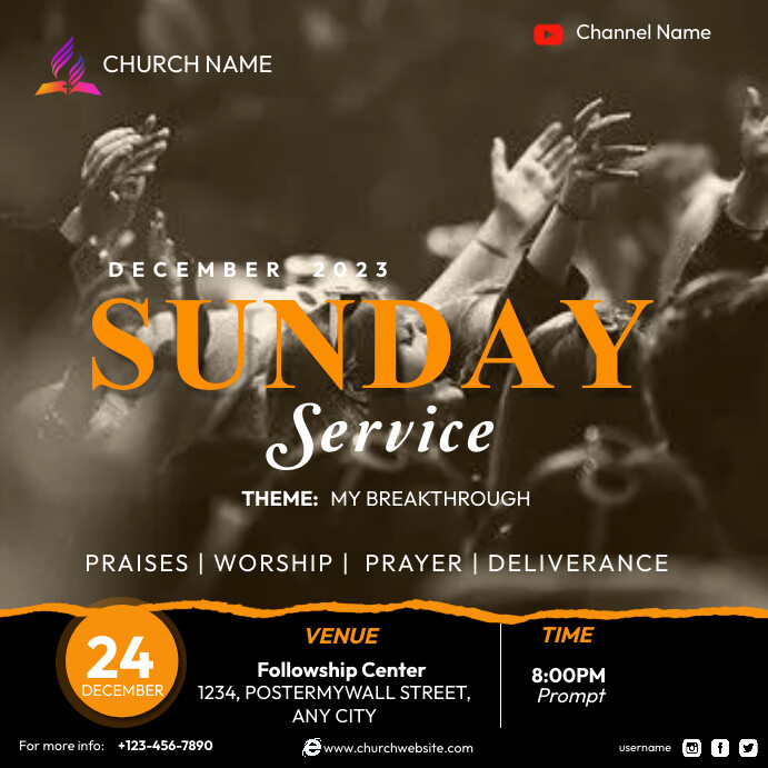 Sunday service flyer design Template | PosterMyWall