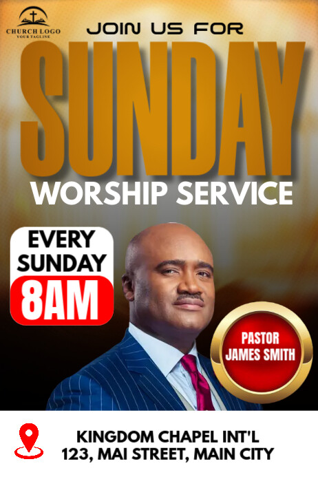 sunday service flyer Template | PosterMyWall