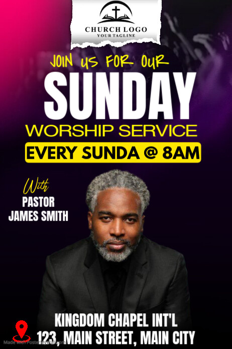 sunday service flyer Template | PosterMyWall