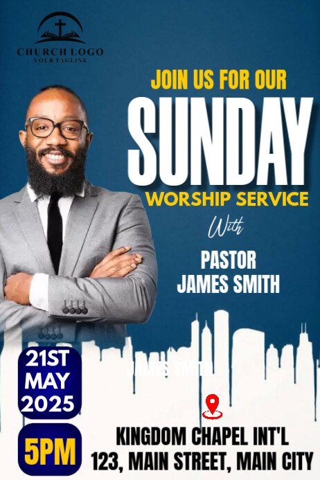 sunday service flyer Template | PosterMyWall