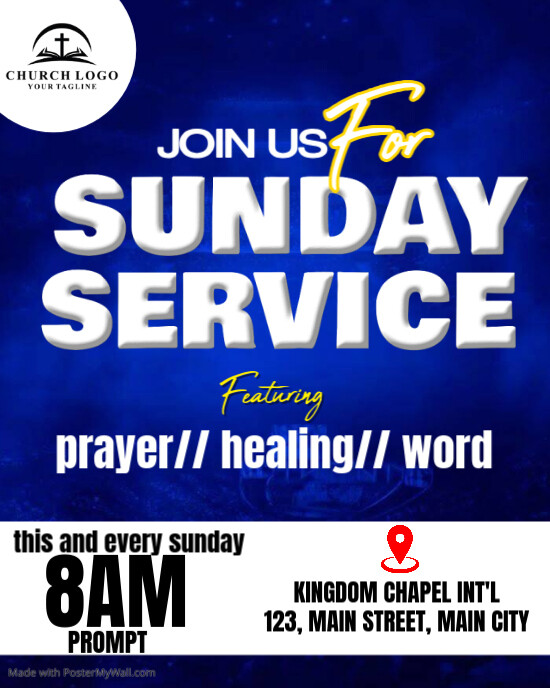 sunday service flyer Template | PosterMyWall