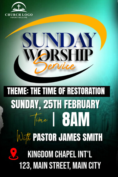 sunday service flyer Template | PosterMyWall
