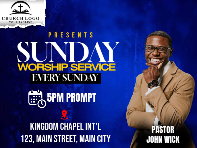 sunday service flyer Template | PosterMyWall