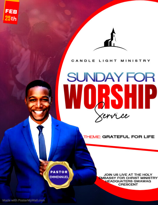 sunday service flyer Template | PosterMyWall