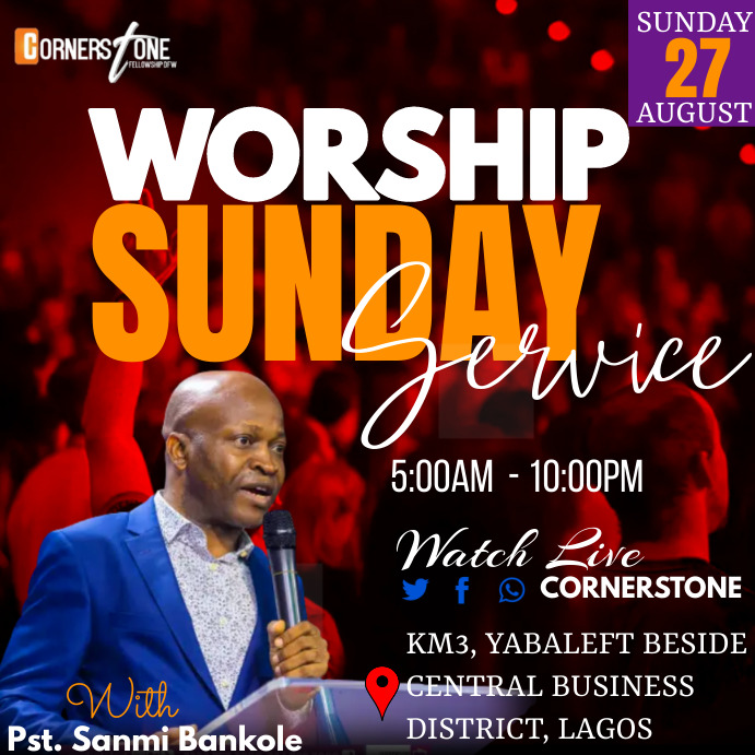 SUNDAY SERVICE FLYER DESIGN TEMPLATE | PosterMyWall
