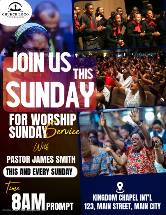 sunday service flyer Template | PosterMyWall