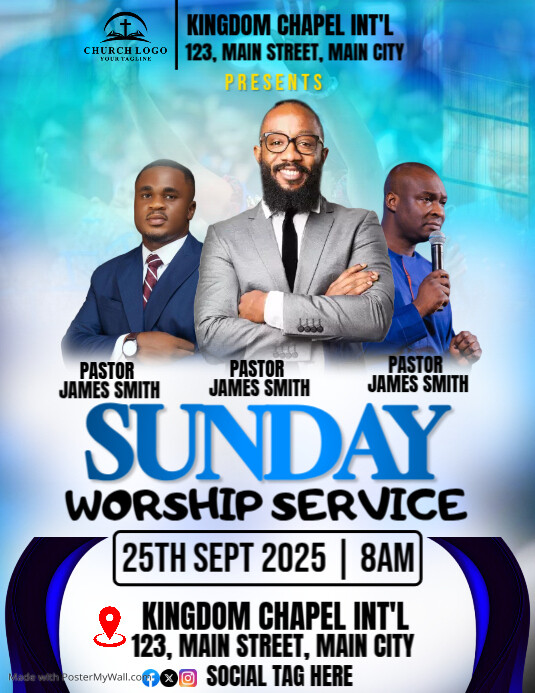 sunday service flyer Template | PosterMyWall
