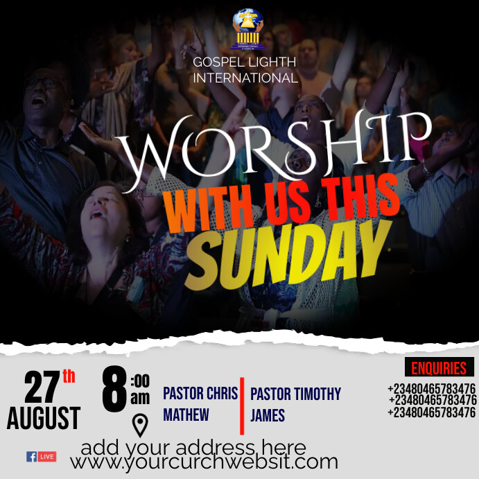 SUNDAY SERVICE flyer template เทมเพลต | PosterMyWall