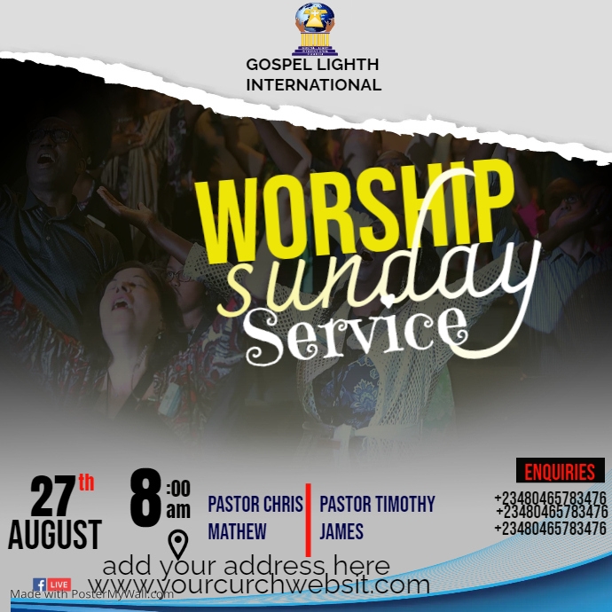 SUNDAY SERVICE flyer template | PosterMyWall