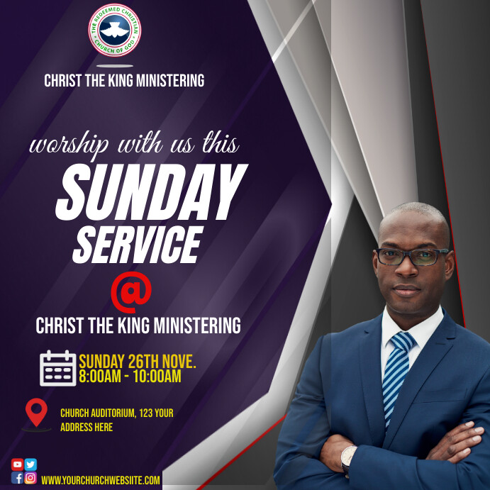 SUNDAY SERVICE flyer template เทมเพลต | PosterMyWall