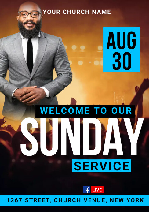 Sunday service flyer Template | PosterMyWall