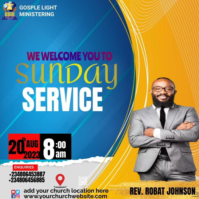 SUNDAY SERVICE flyer template เทมเพลต | PosterMyWall