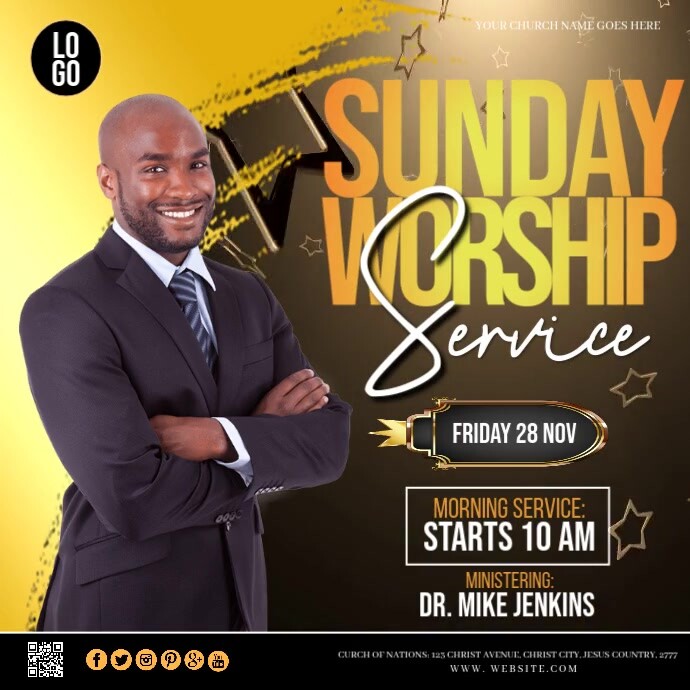 Sunday service flyer template | PosterMyWall