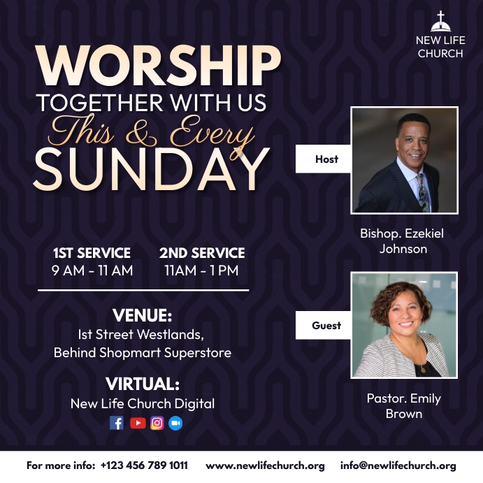 Sunday Service Invitation Flyer Template | PosterMyWall