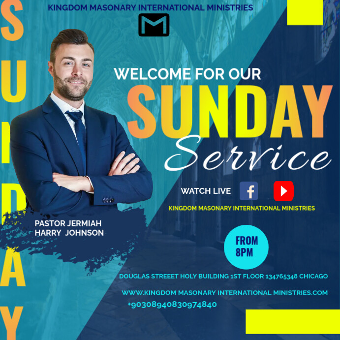 SUNDAY SERVICE INVITATION FLYER POSTER TEMPLA Template | PosterMyWall