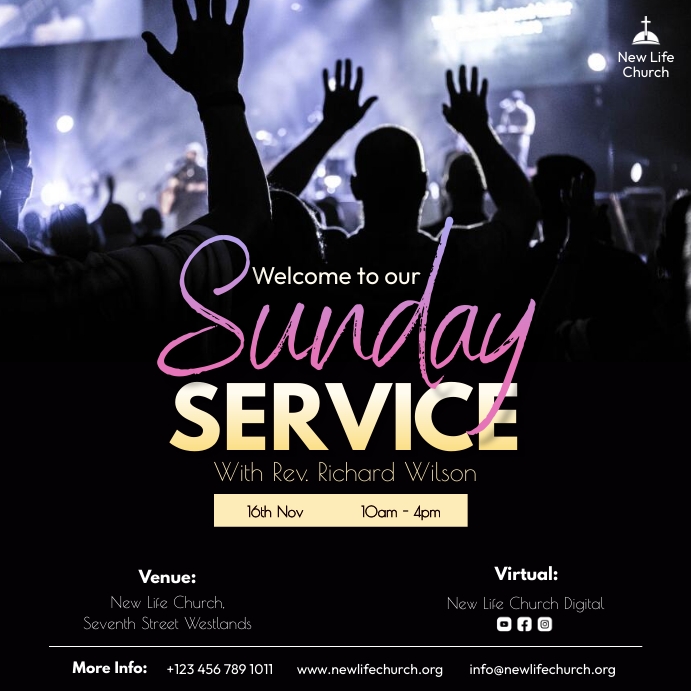 Sunday Service invitation Instagram flyer Template | PosterMyWall