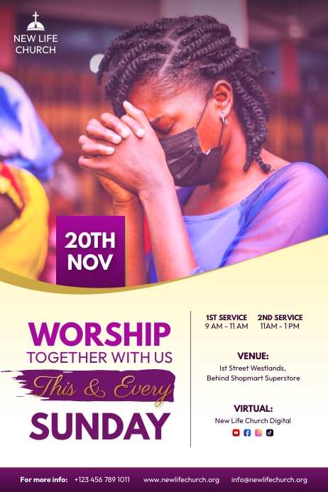 Sunday Service Invitation Poster Template | PosterMyWall