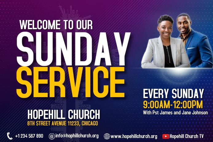 sunday service invitation poster Template | PosterMyWall