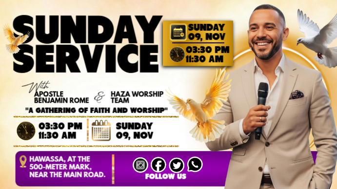 Sunday Service Night Of Worship Template | PosterMyWall