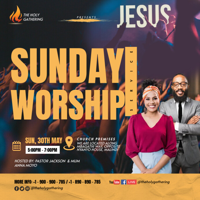 Sunday service poster Template | PosterMyWall