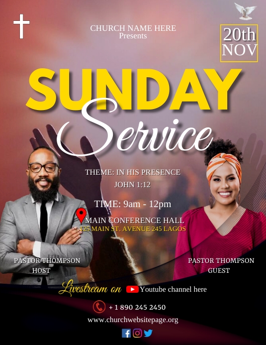 Copy of Sunday service poster | PosterMyWall
