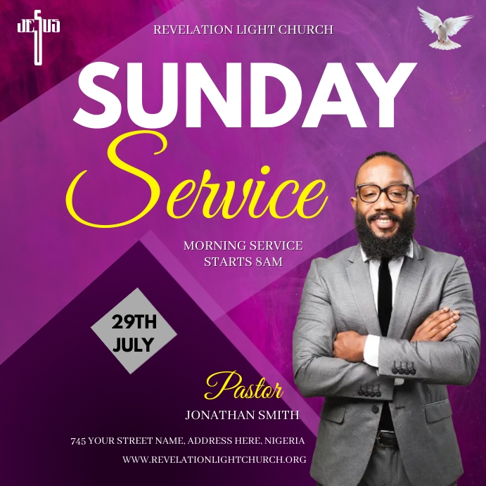 Sunday service poster Template | PosterMyWall