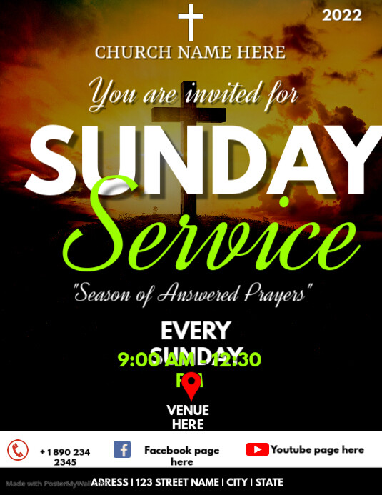 Sunday Service Poster Template | PosterMyWall
