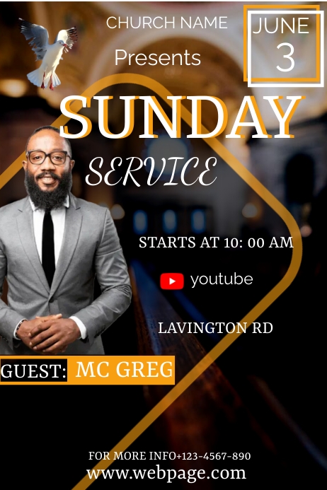 Sunday service poster Template | PosterMyWall