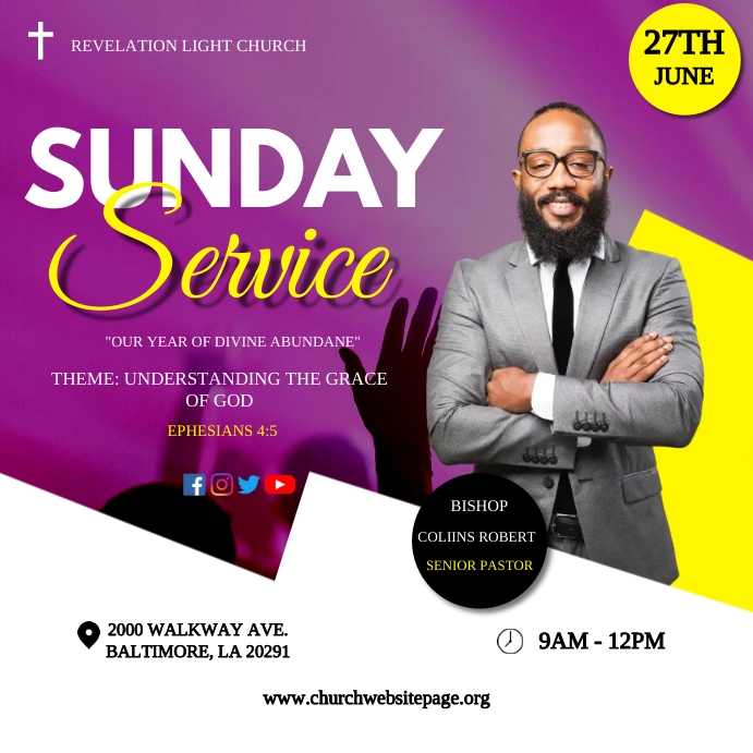 Sunday service poster Template | PosterMyWall