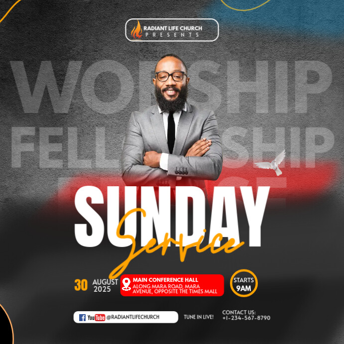 Sunday service poster Template | PosterMyWall