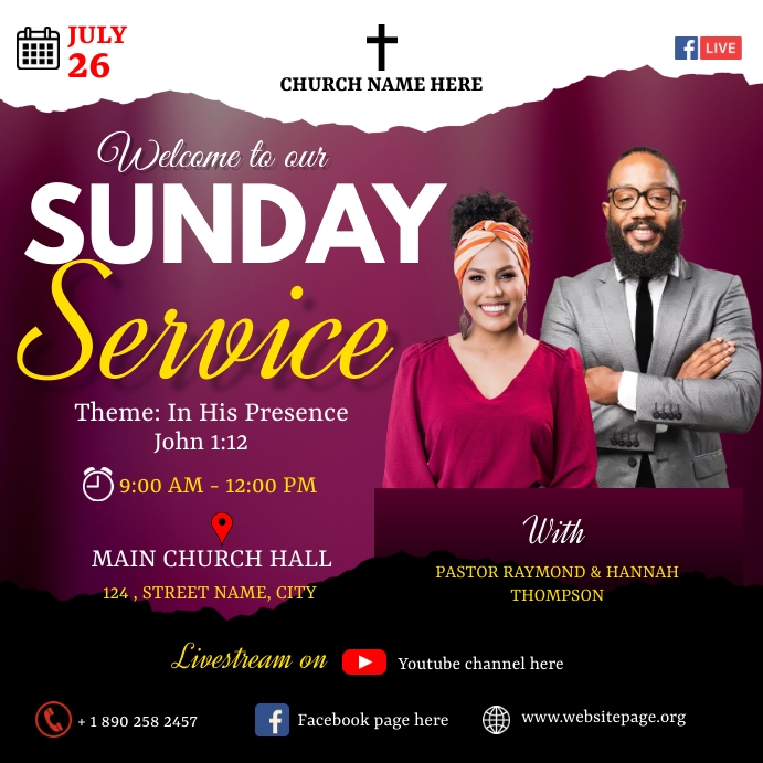 Copy of Sunday service poster | PosterMyWall