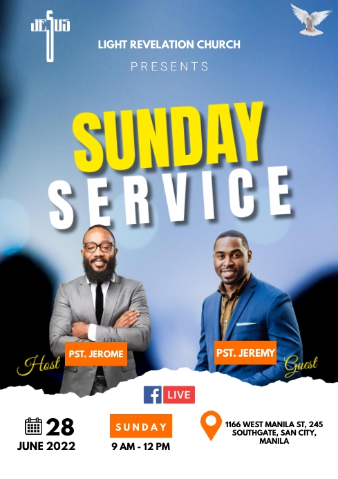 SUNDAY SERVICE POSTER Template | PosterMyWall