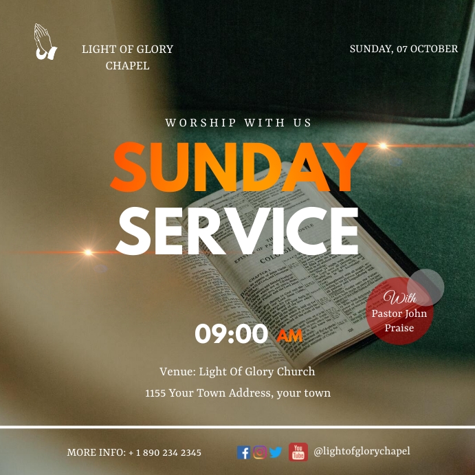 SUNDAY SERVICE POSTER Template | PosterMyWall
