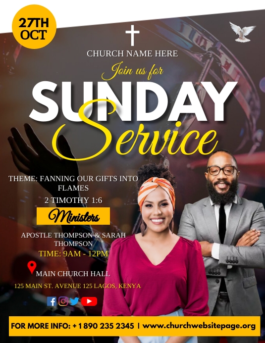Sunday service poster Template | PosterMyWall