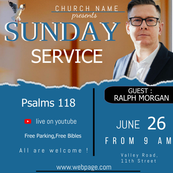 Sunday service poster Template | PosterMyWall