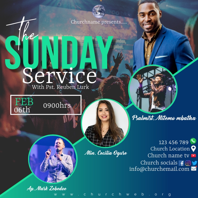 sunday service poster Template | PosterMyWall