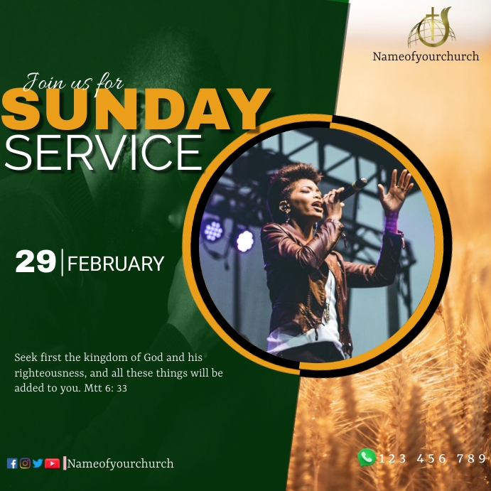 Sunday service poster Template | PosterMyWall