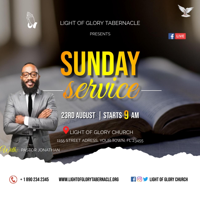 Sunday service poster Template | PosterMyWall