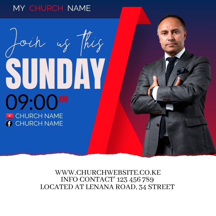 Sunday service poster Template | PosterMyWall