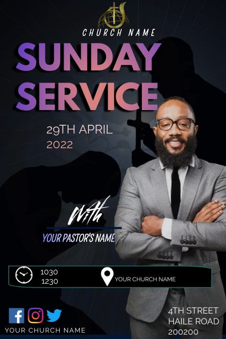 SUNDAY SERVICE POSTER Template | PosterMyWall