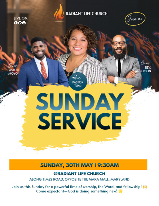 Copy of Sunday service poster | PosterMyWall