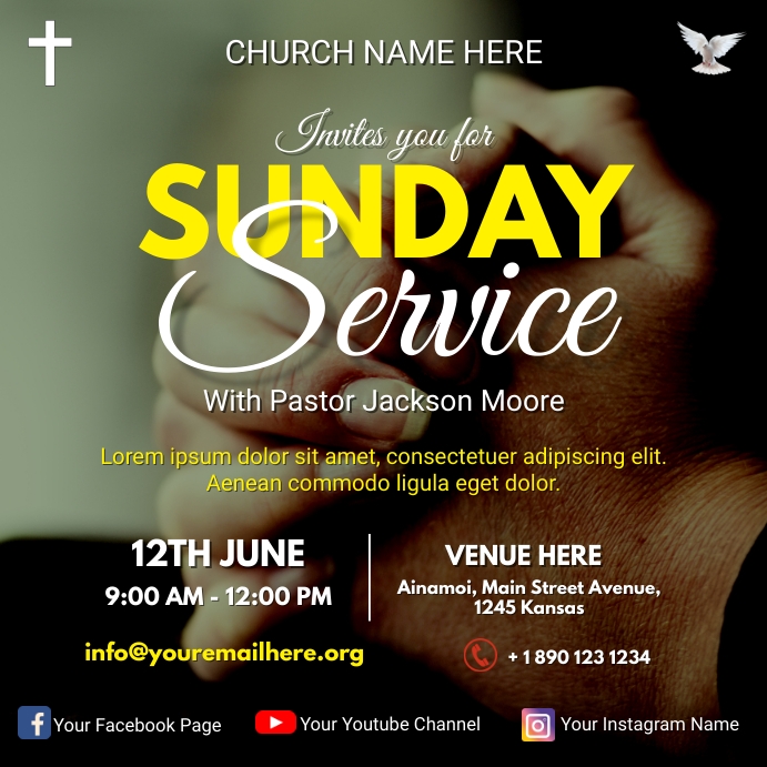 Sunday service poster Template | PosterMyWall