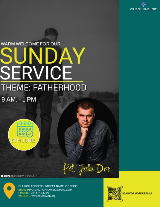 Copy of Sunday service poster | PosterMyWall