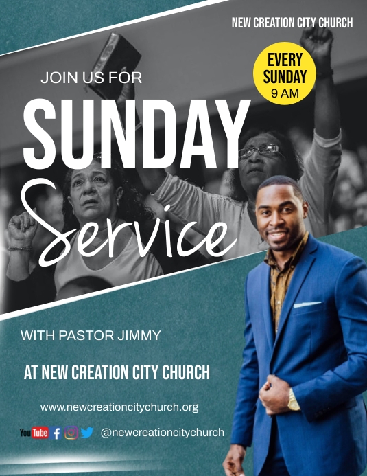 Plantilla de SUNDAY SERVICE POSTER | PosterMyWall